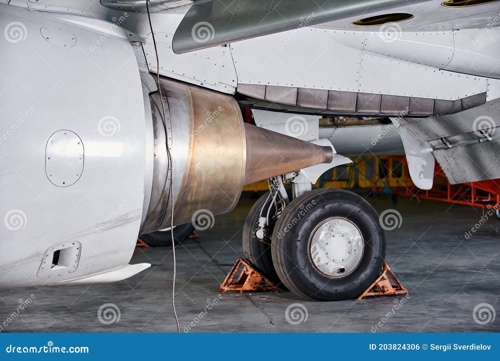 Aircraft Engine Servicing - Opened Panels of a Large Engine of Parked ...
