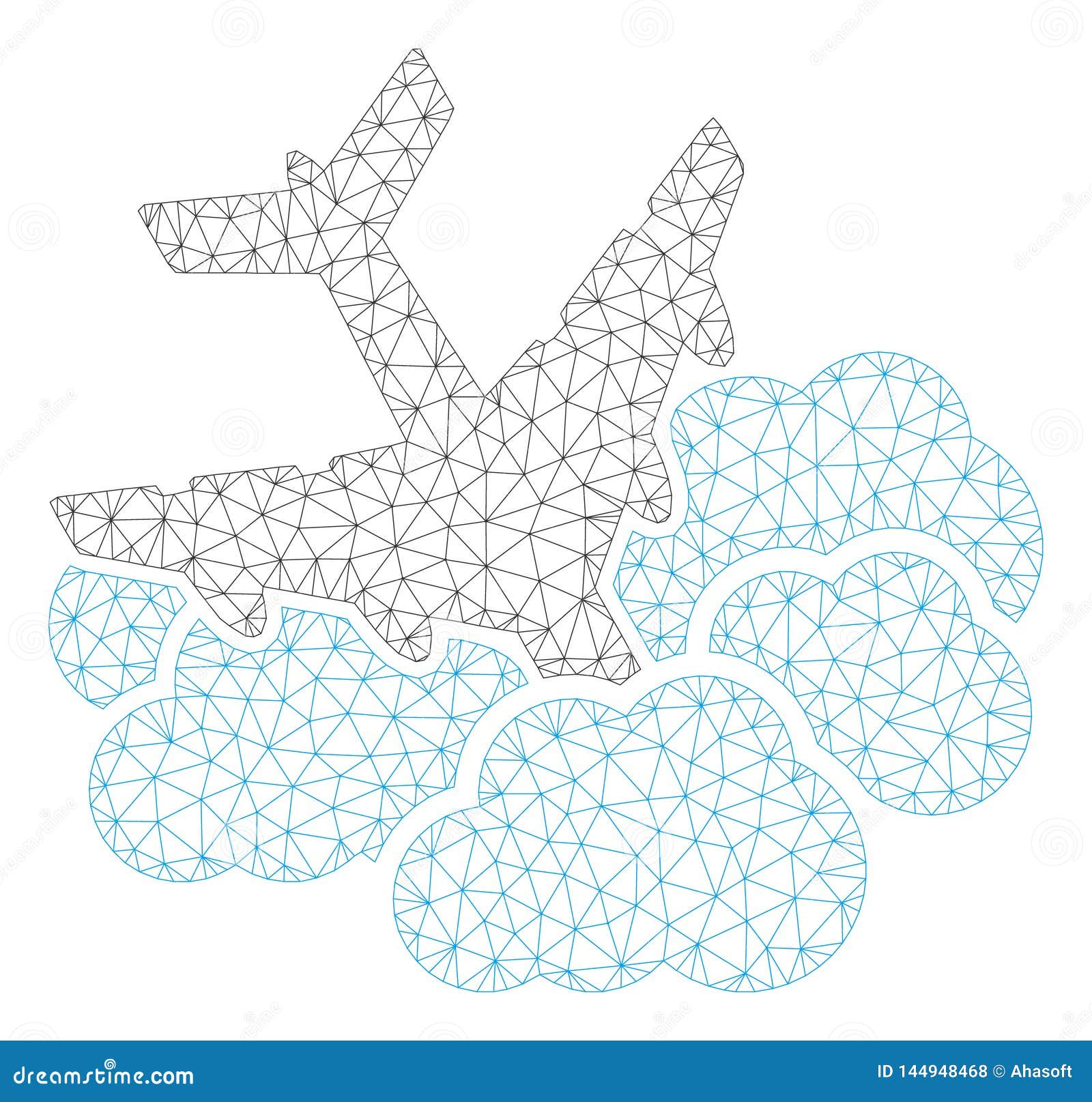 Aircraft Falls into Clouds Polygonal Frame Vector Mesh Illustration ... Aircraft Falls into Clouds Polygonal Frame Vector Mesh Illustration ...