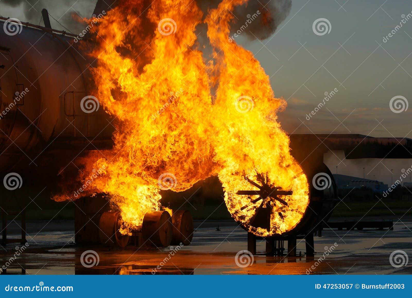 Aircraft on fire stock image. Image of airfield, heat - 47253057