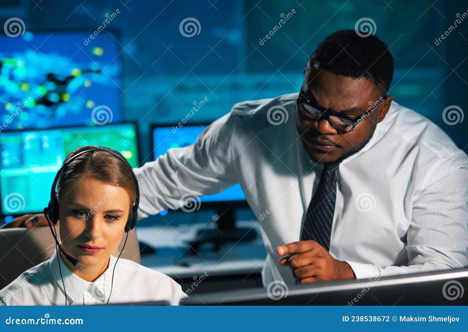 Aircraft Flight Control Officer Monitors the Approach of Aircraft from ...