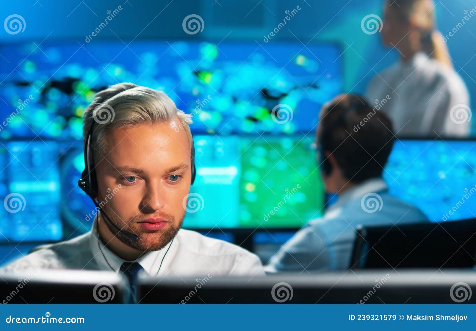 Aircraft Flight Control Officer Monitors the Approach of Aircraft from ...