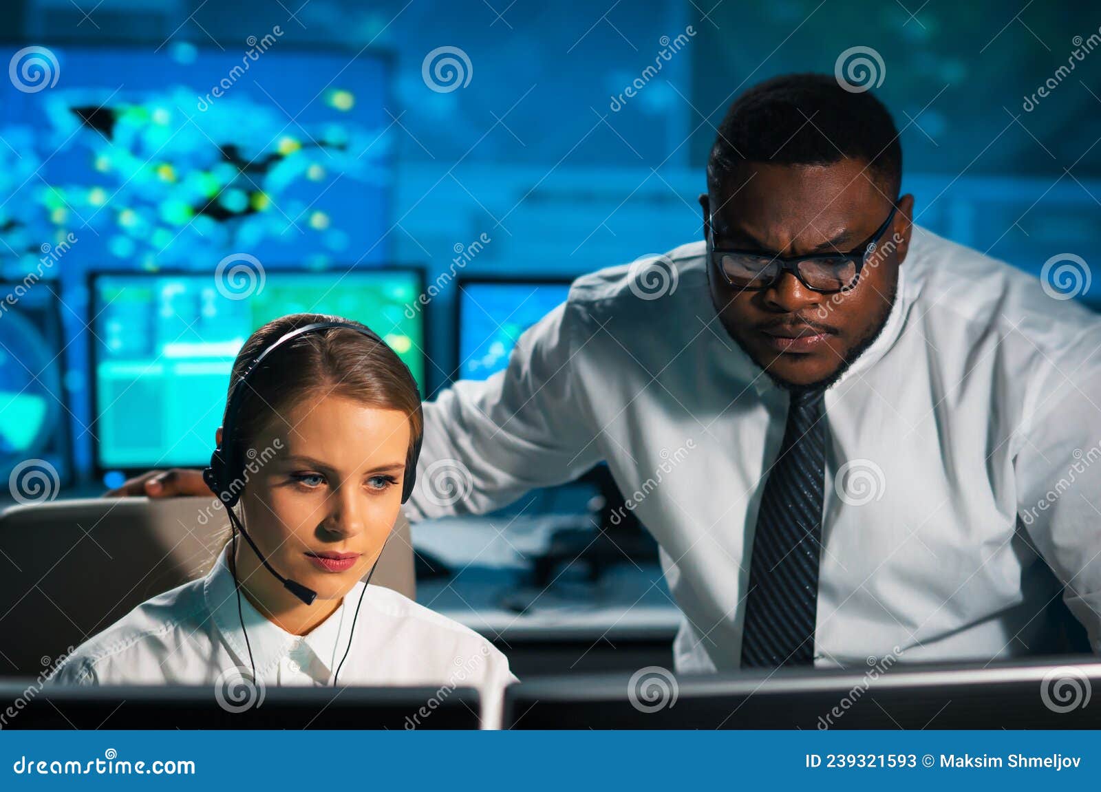 Aircraft Flight Control Officer Monitors the Approach of Aircraft from ...