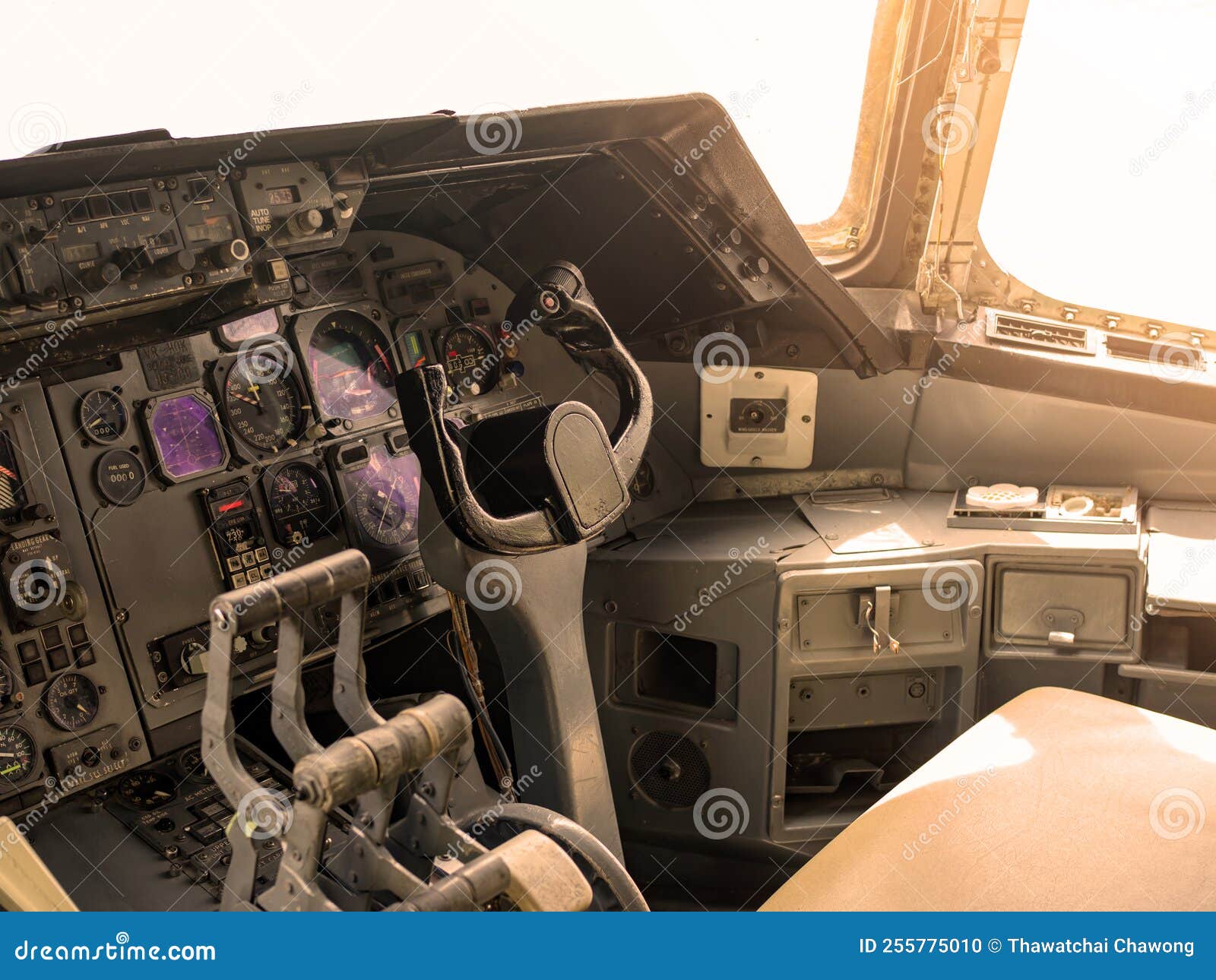 Aircraft Flight Control Switch Panel Inside the Cockpit Stock Photo ...