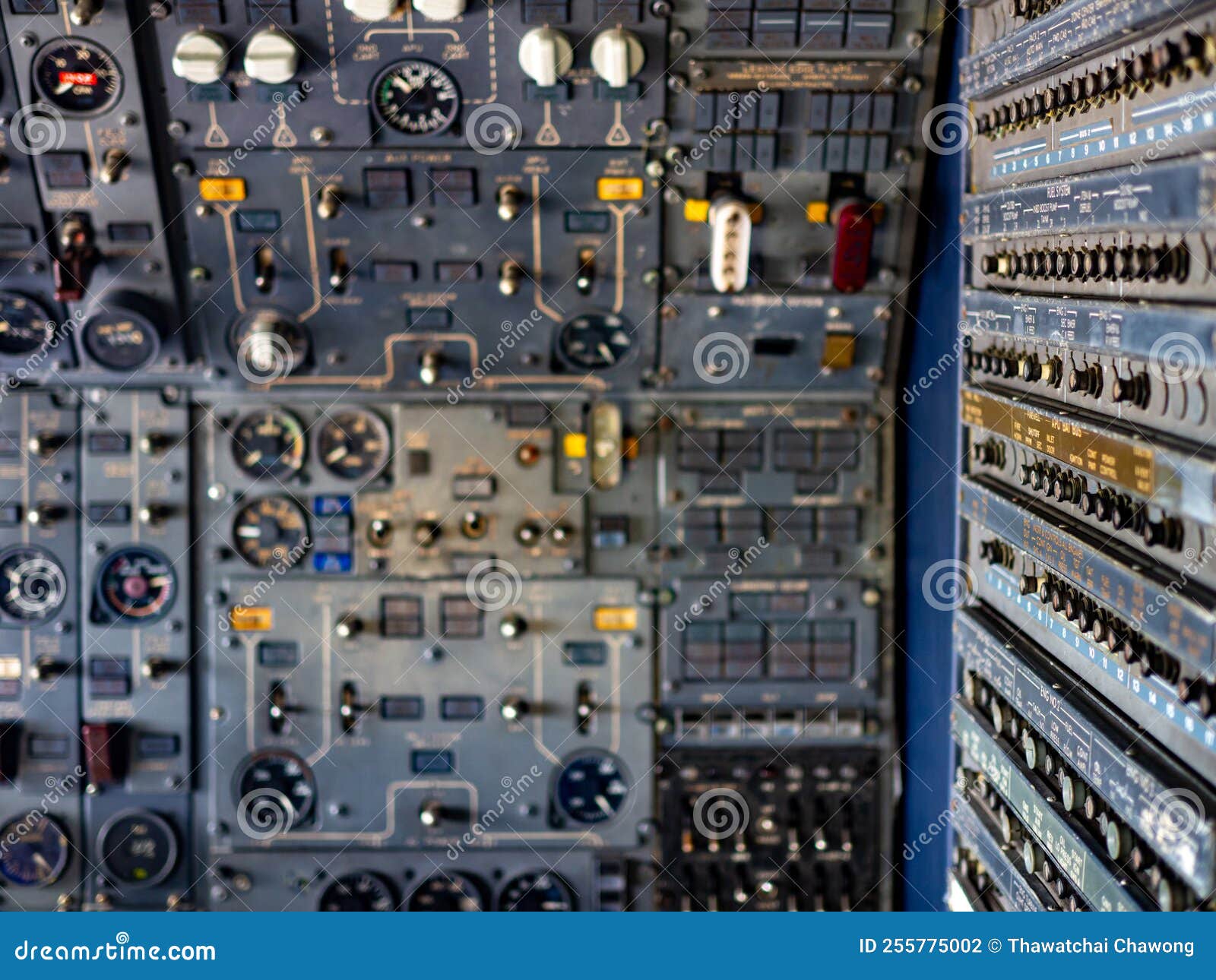 Aircraft Flight Control Switch Panel Inside the Cockpit Stock Photo ...