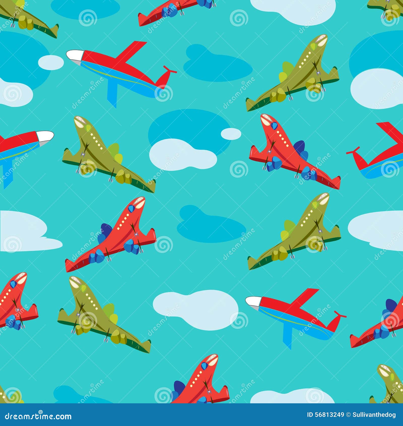 Aircraft in Flight Seamless Pattern Stock Vector - Illustration of ...