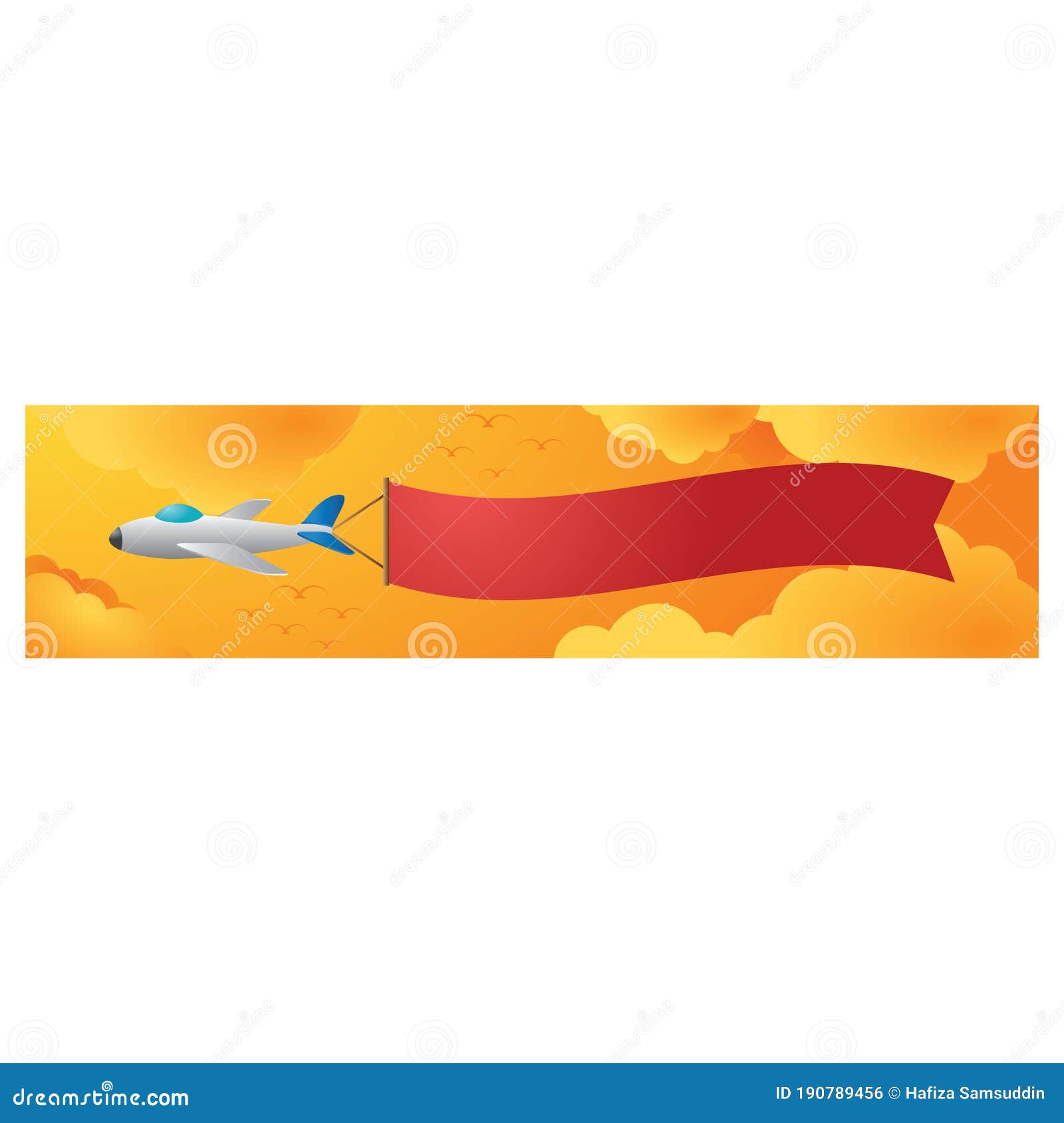 Aircraft Flying with Banner. Vector Illustration Decorative Design ...