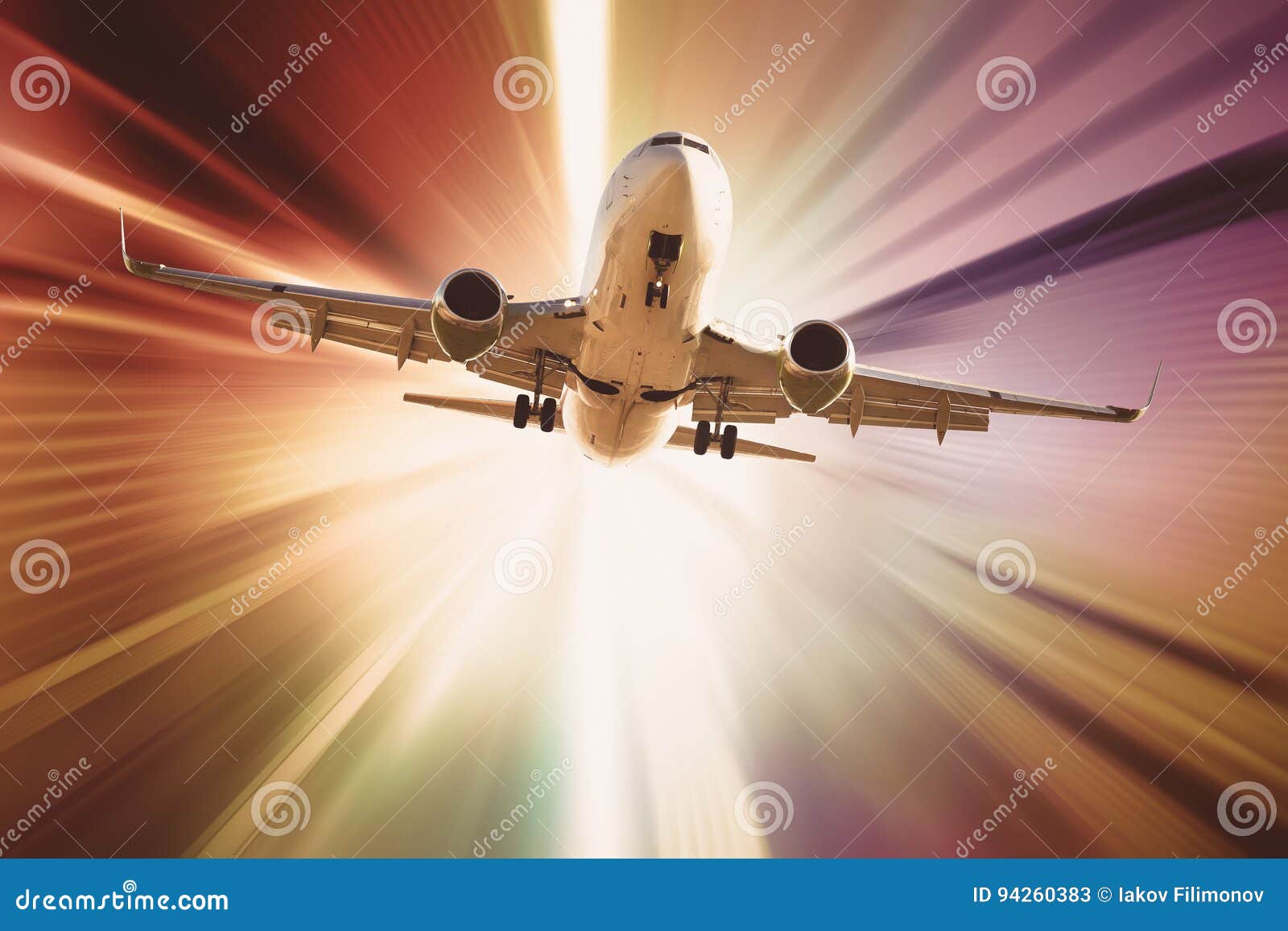 Aircraft Flying in Divergent Sunlight Stock Image - Image of motion ...