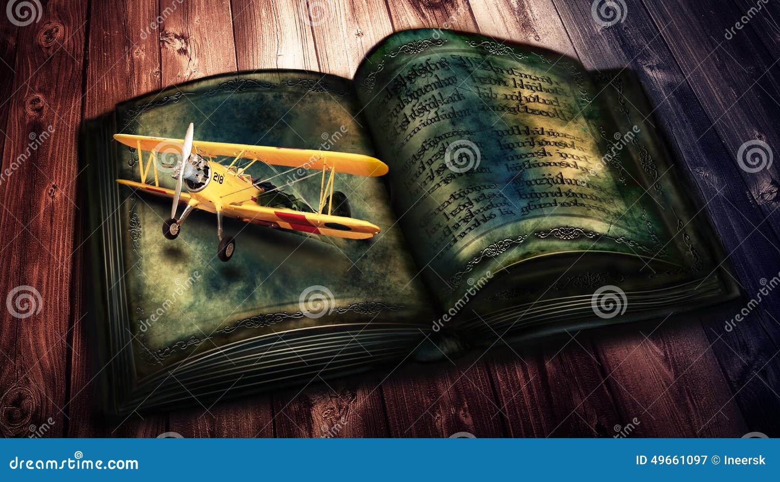 Aircraft Flying from Old Books Stock Illustration - Illustration of ...