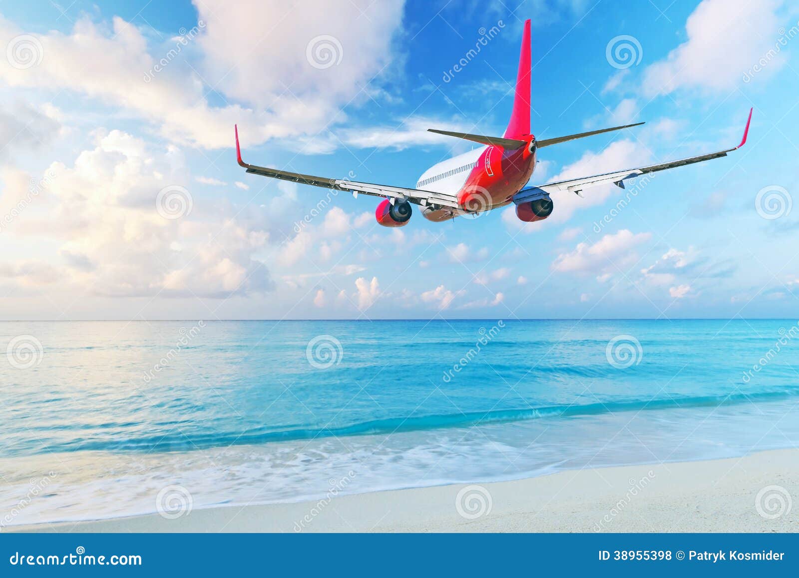 Aircraft Flying Over the Beach Stock Photo - Image of destination ...