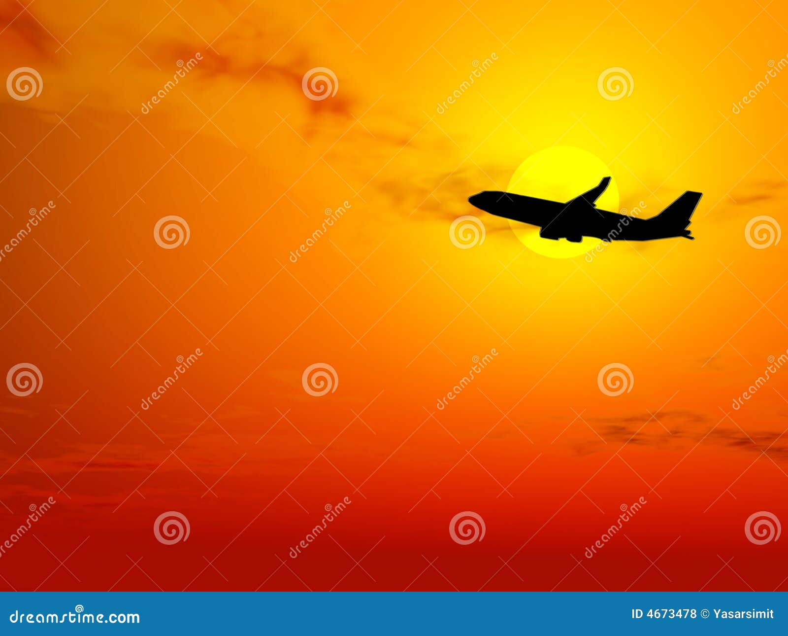 Aircraft flying at sunset stock illustration. Illustration of serene ...