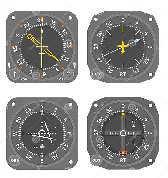 Aircraft instruments (#5) stock illustration. Illustration of dial ...