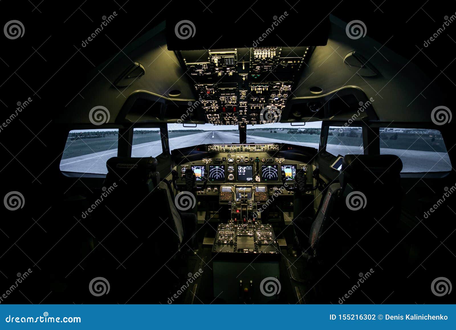 Aircraft Interior, Cockpit View Inside the Airliner. Point of View from ...