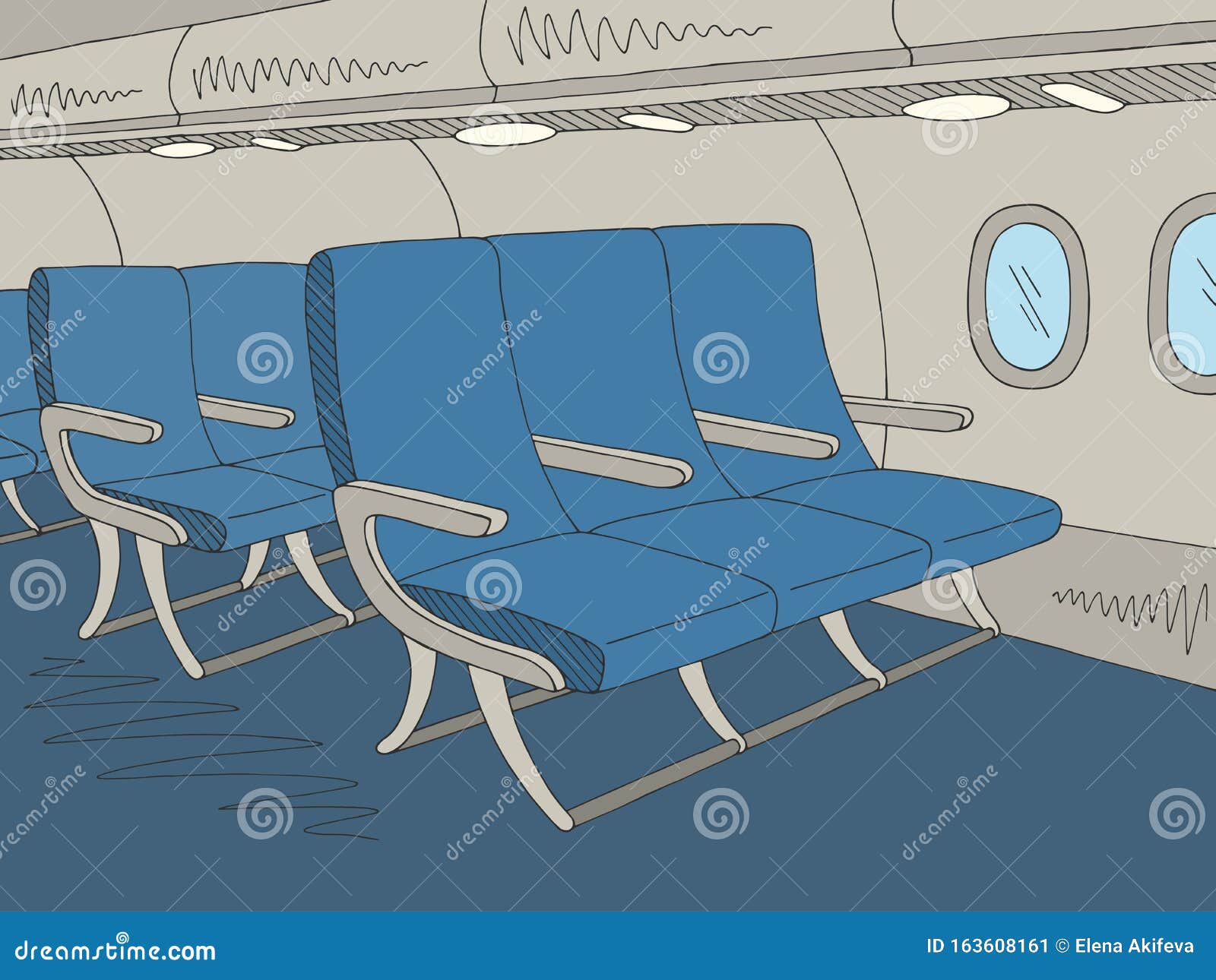 Aircraft Interior Graphic Color Sketch Illustration Vector Stock Vector ...