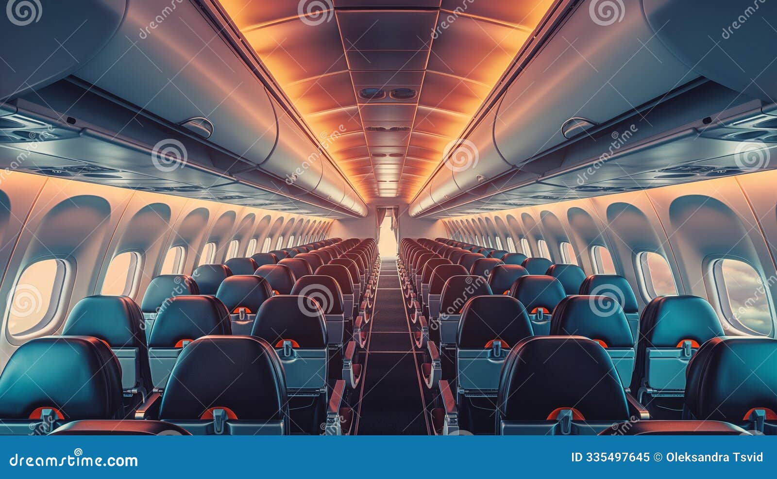 Aircraft Interior with Seats and White Panel Stock Image - Image of ...