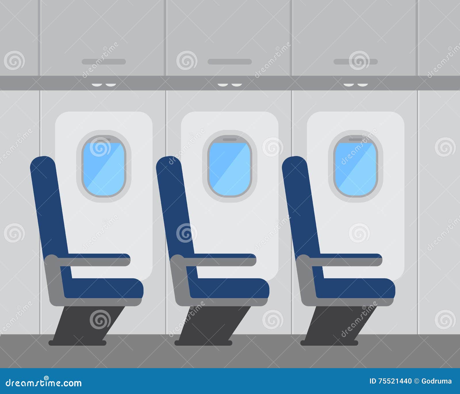Aircraft Interior with Windows and Seats, Vector Illustration Stock ...