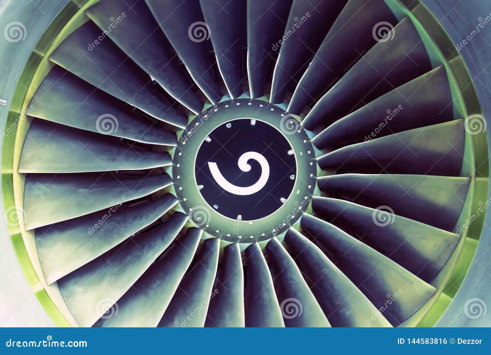 Jet Engine Blades. Front Of The Aircraft Engine For Background. Turbo ...
