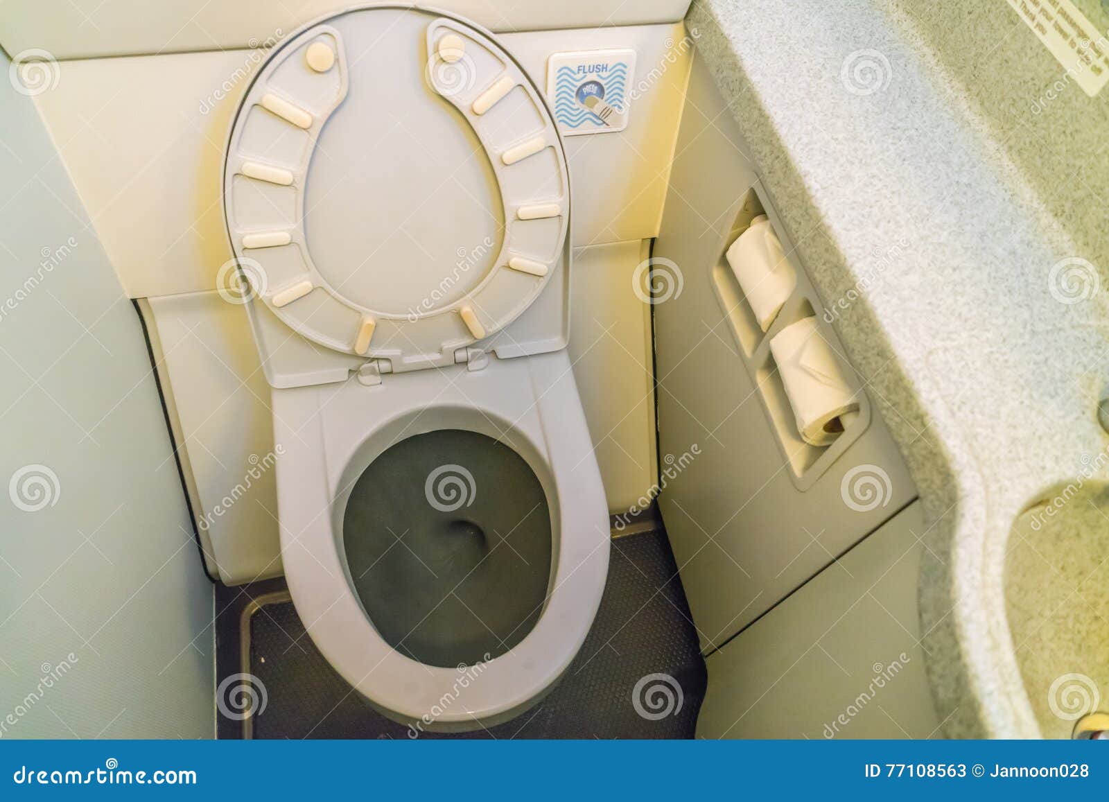 Aircraft Lavatory Toilets Aboard a Jetliner Airplane . Stock Image ...