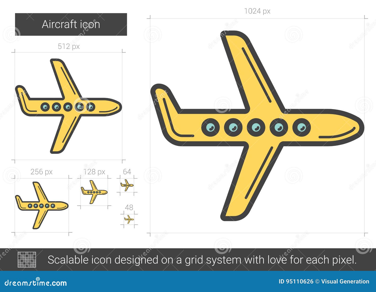Aircraft line icon. stock vector. Illustration of line - 95110626