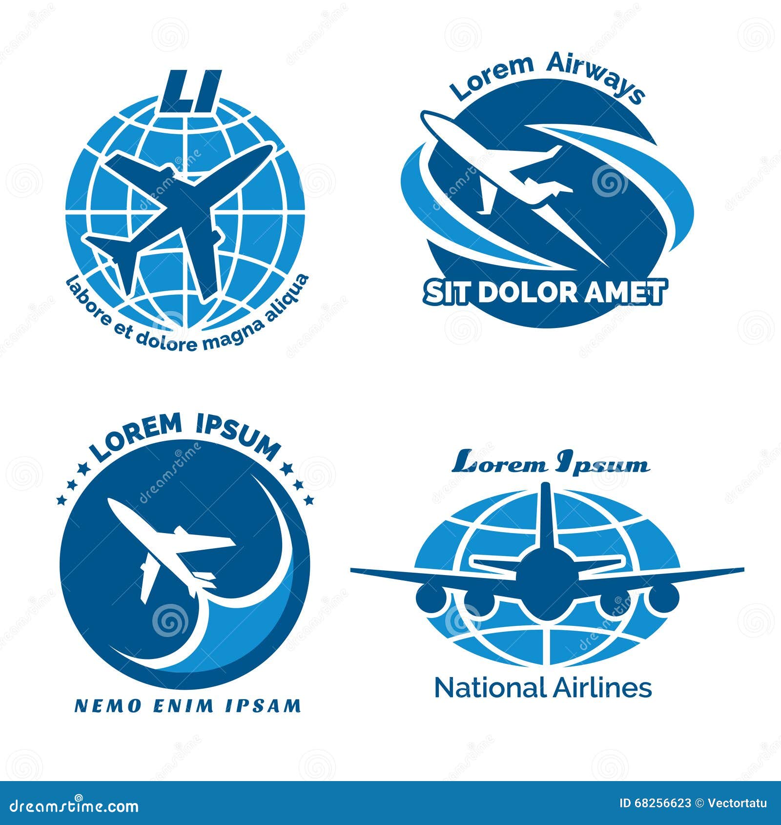 Aircraft Logo Vector Emblems Set Stock Vector - Illustration of speed ...
