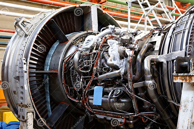 Aircraft Maintenance, Dismantled Plane Engine Stock Image - Image of ...