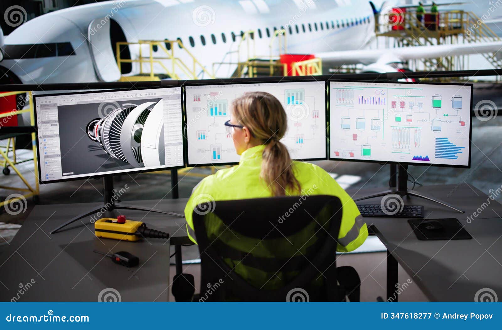 Aircraft Maintenance and Repair. 3D Software Stock Image - Image of ...