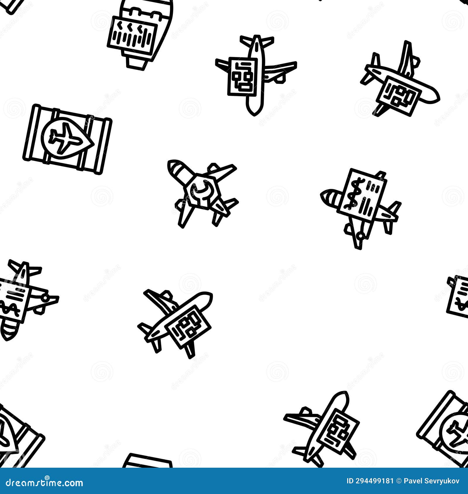 Aircraft Mechanic Aviation Seamless Pattern Vector Stock Vector ...