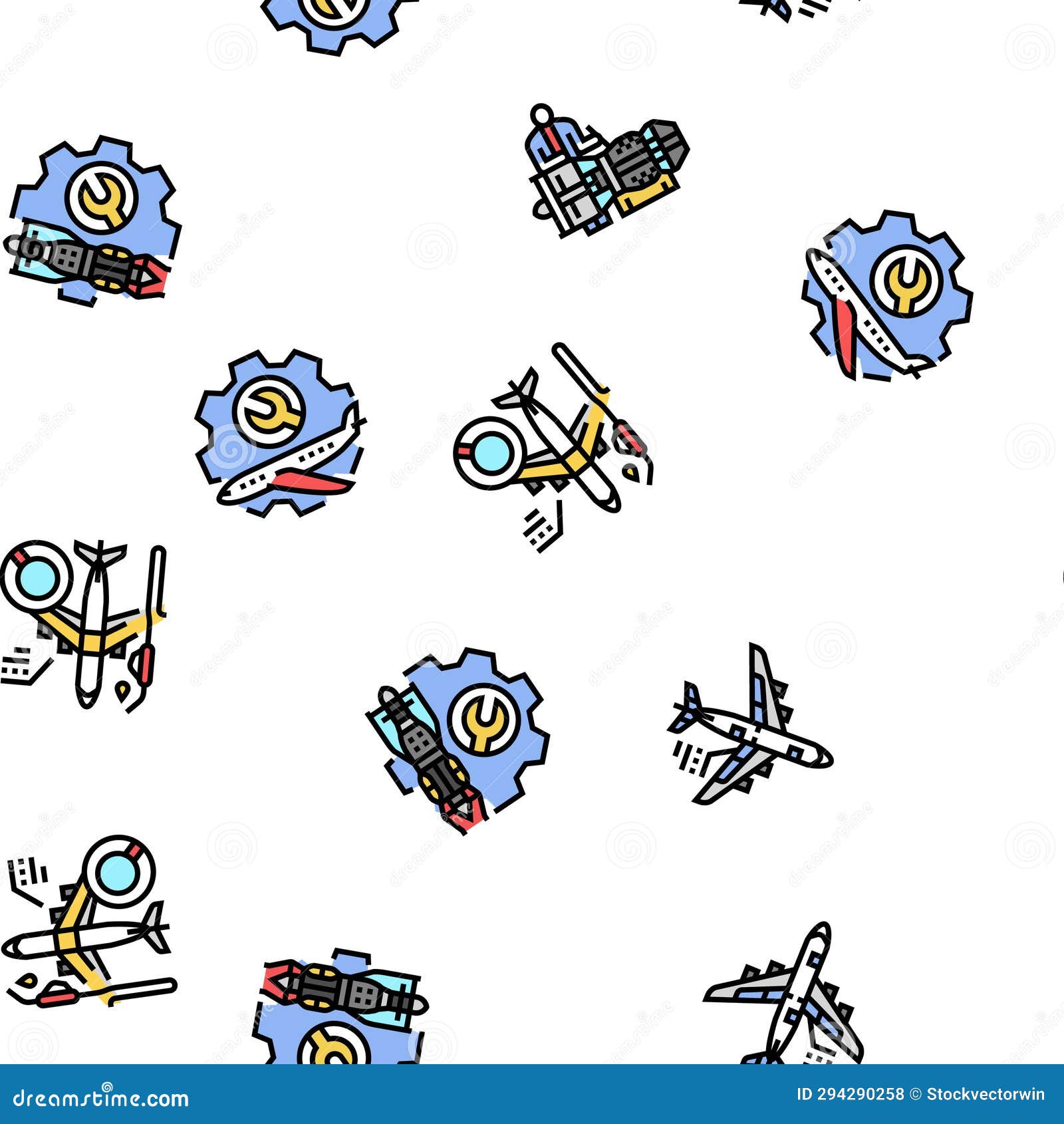 Aircraft Mechanic Seamless Pattern Vector Stock Illustration ...
