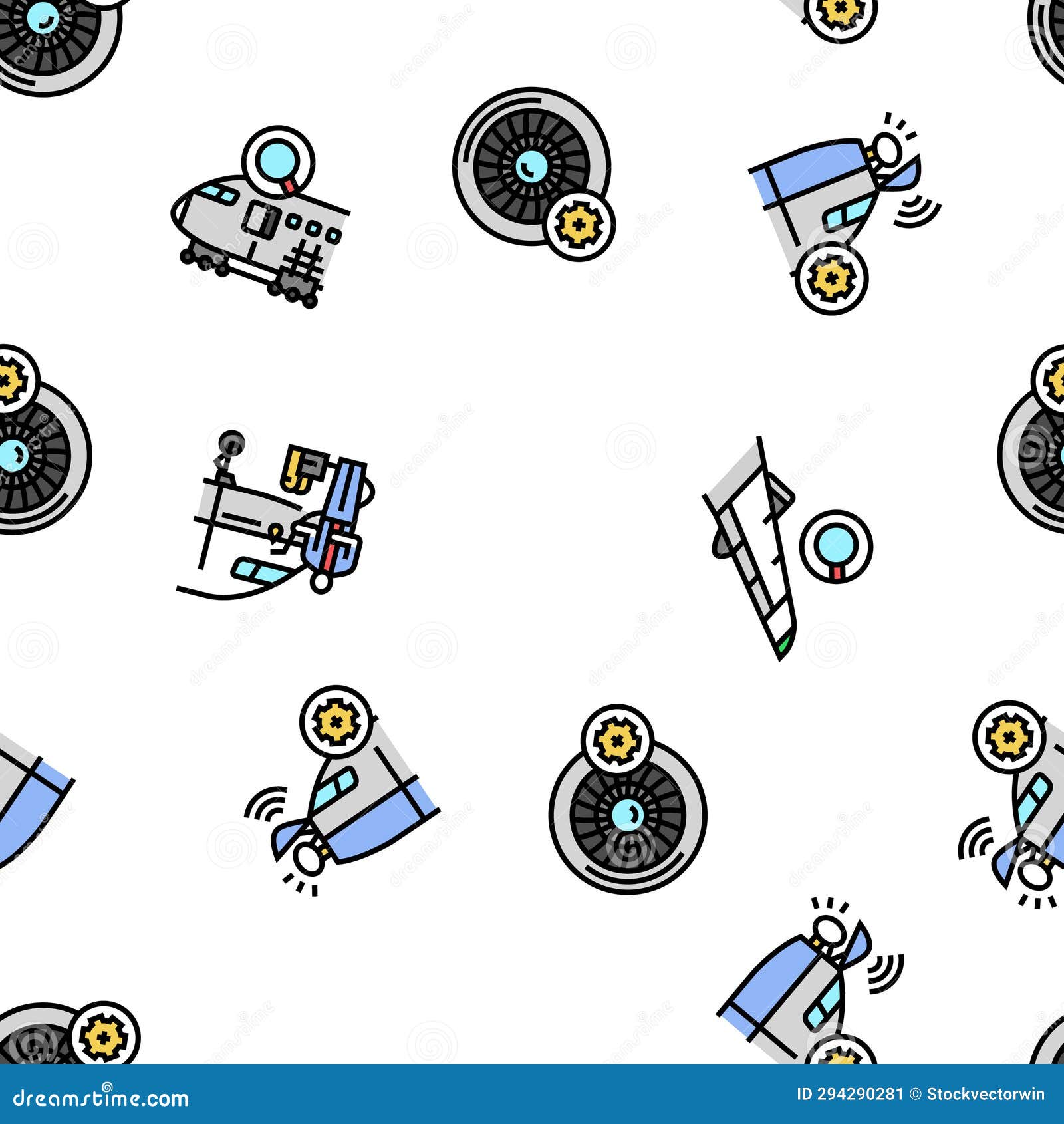 Aircraft Mechanic Seamless Pattern Vector Stock Vector - Illustration ...