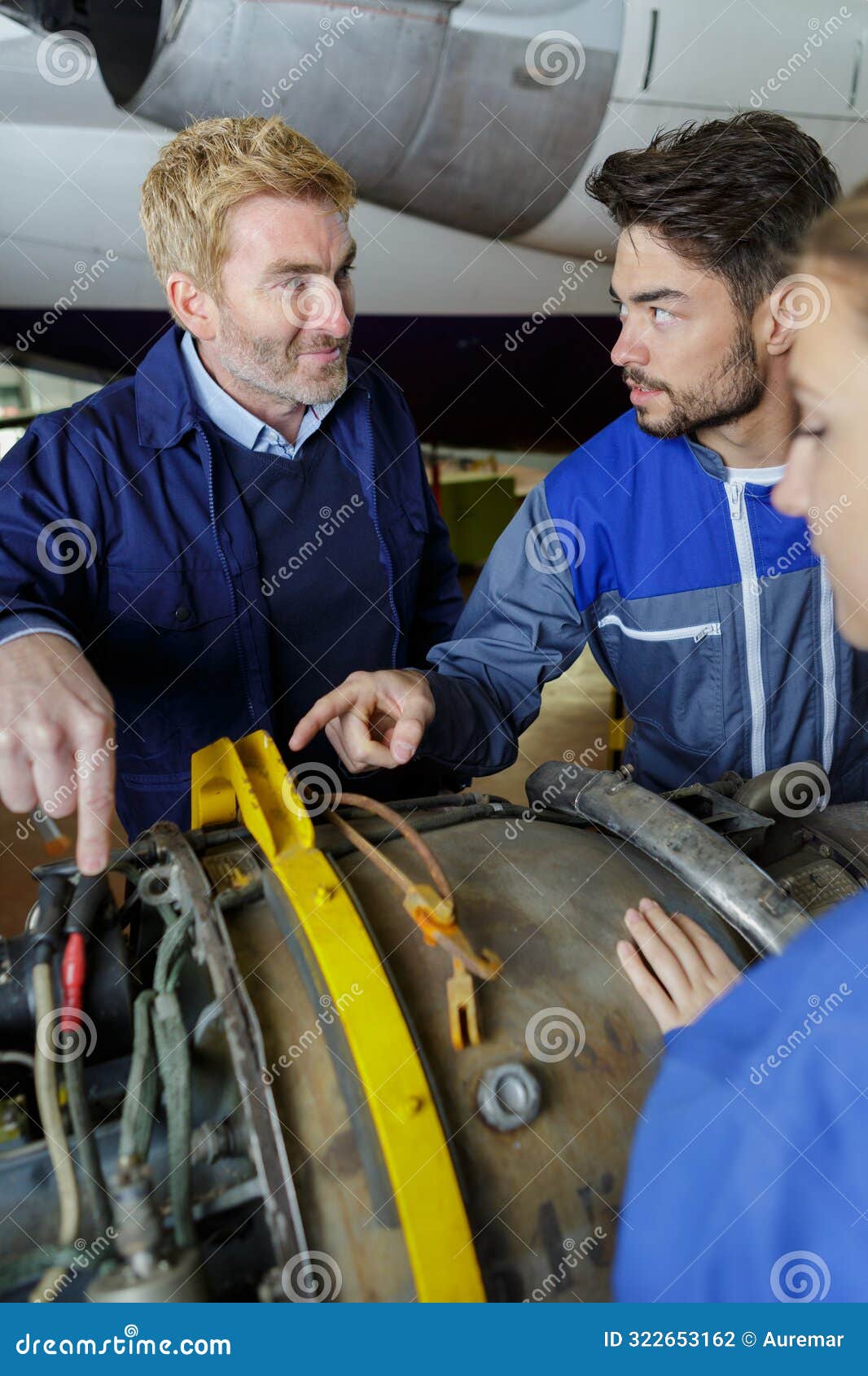 Aircraft Mechanics Repair Engine Airplane Stock Photo - Image of ...