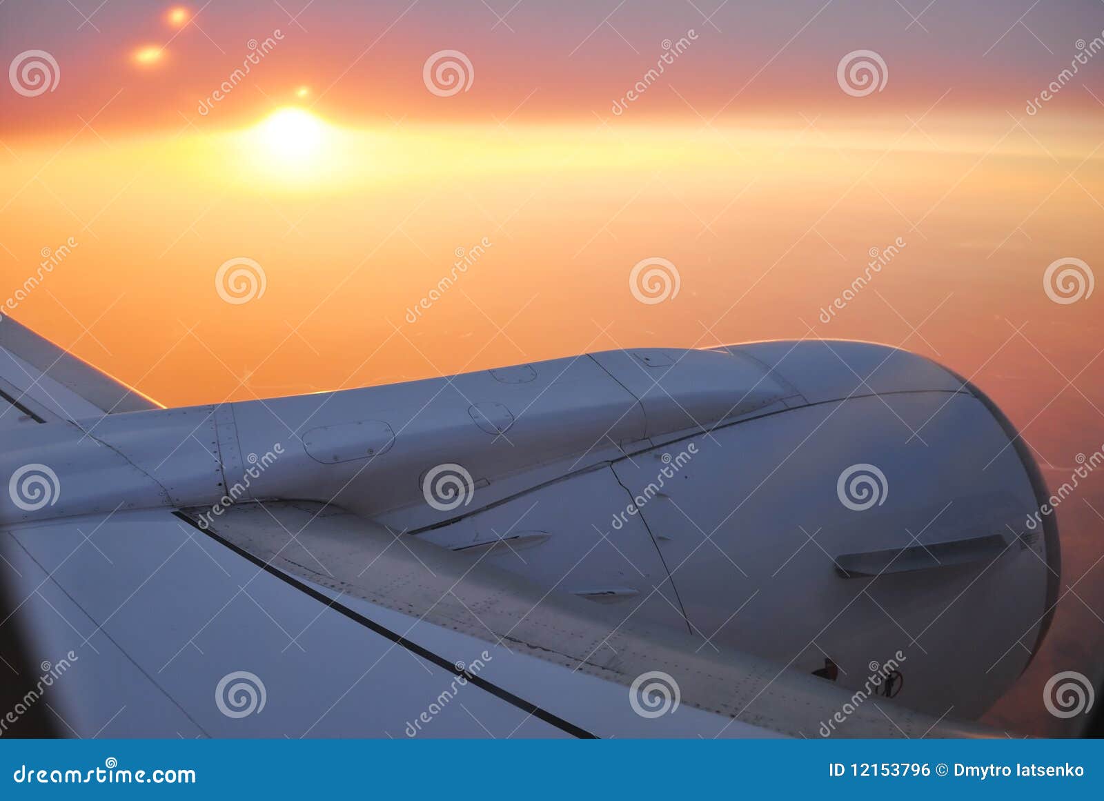Aircraft over sunset sky stock photo. Image of high, evening - 12153796