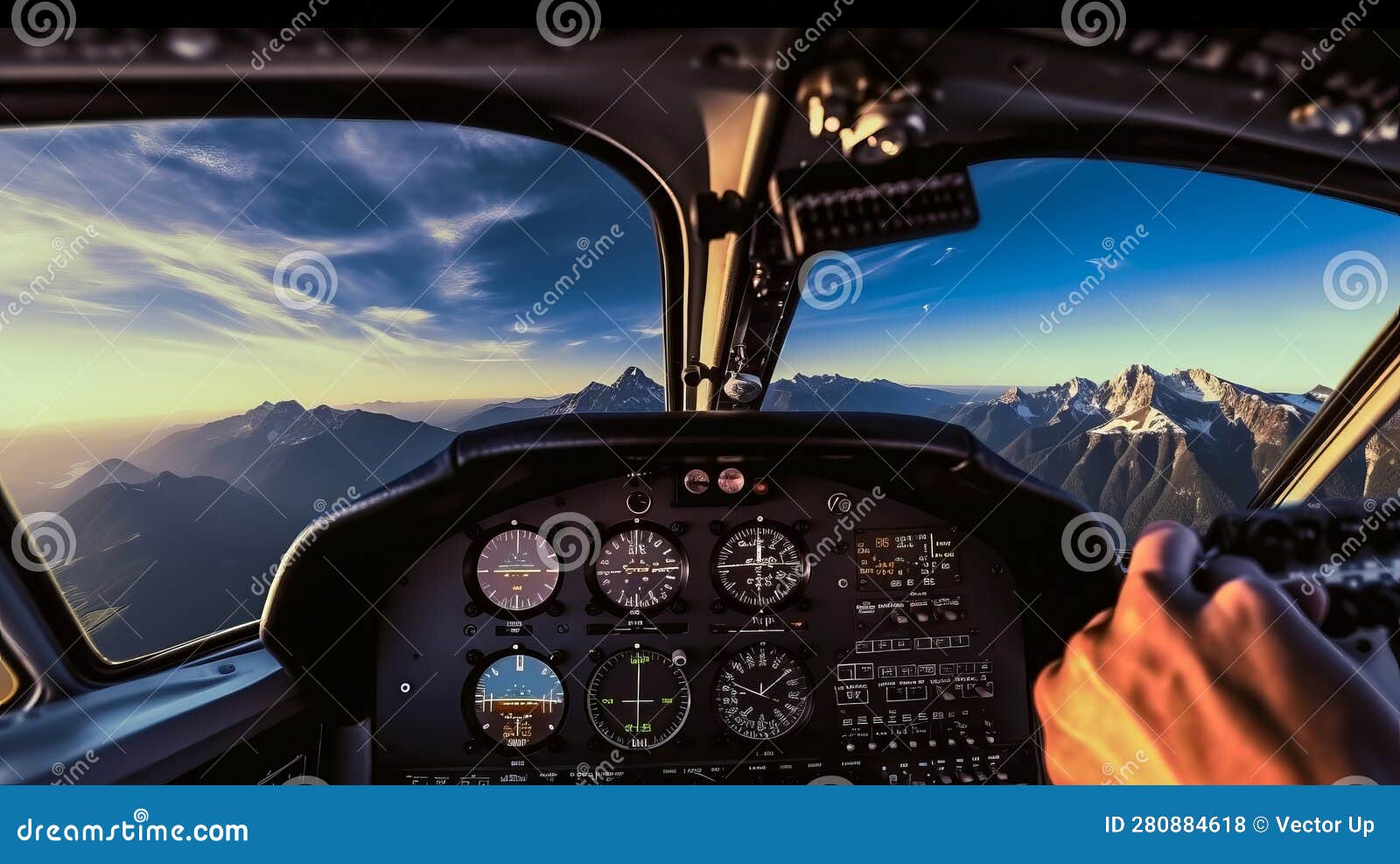 Aircraft Pilot First Person View. Generative AI. Stock Illustration ...