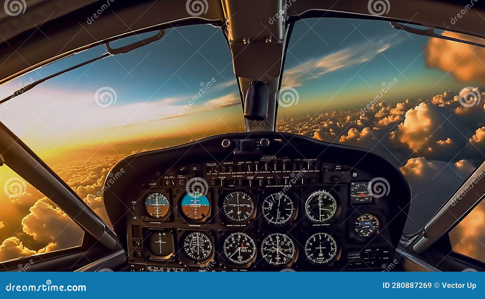 Aircraft Pilot First Person View. Generative AI. Stock Illustration ...