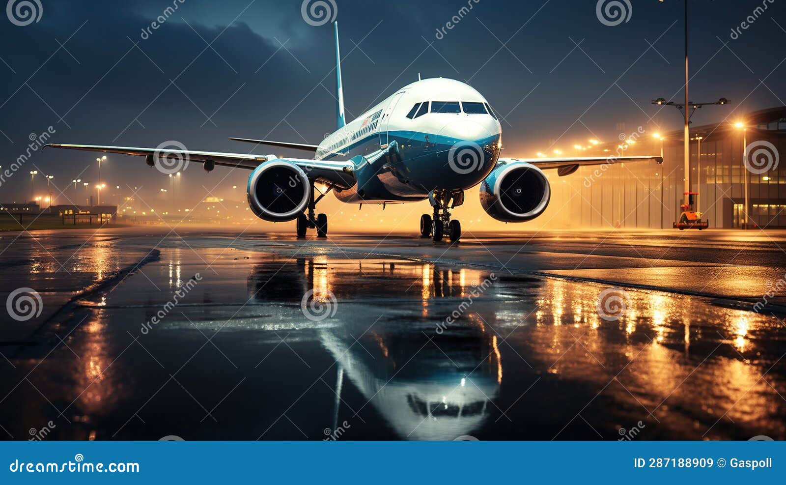 Aircraft Prepared for Nighttime Flight. Generative AI Stock ...