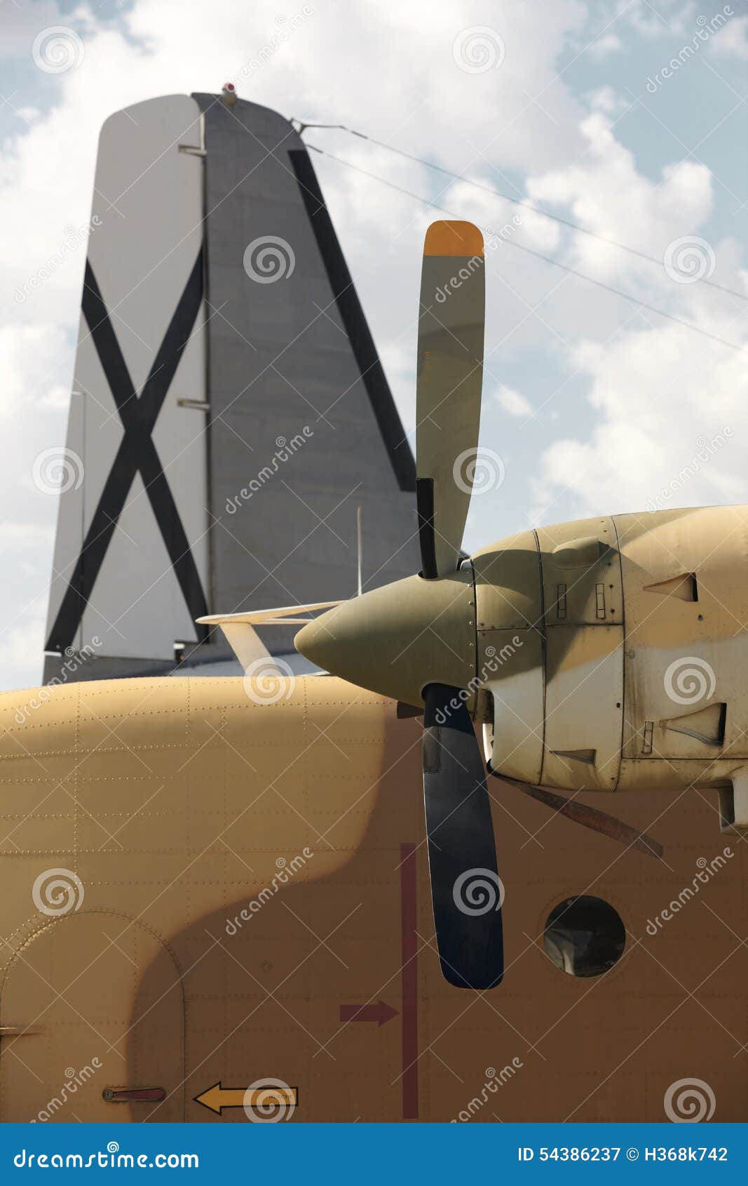 Aircraft Propeller Airframe and Tail with Blue Sky Background Stock ...