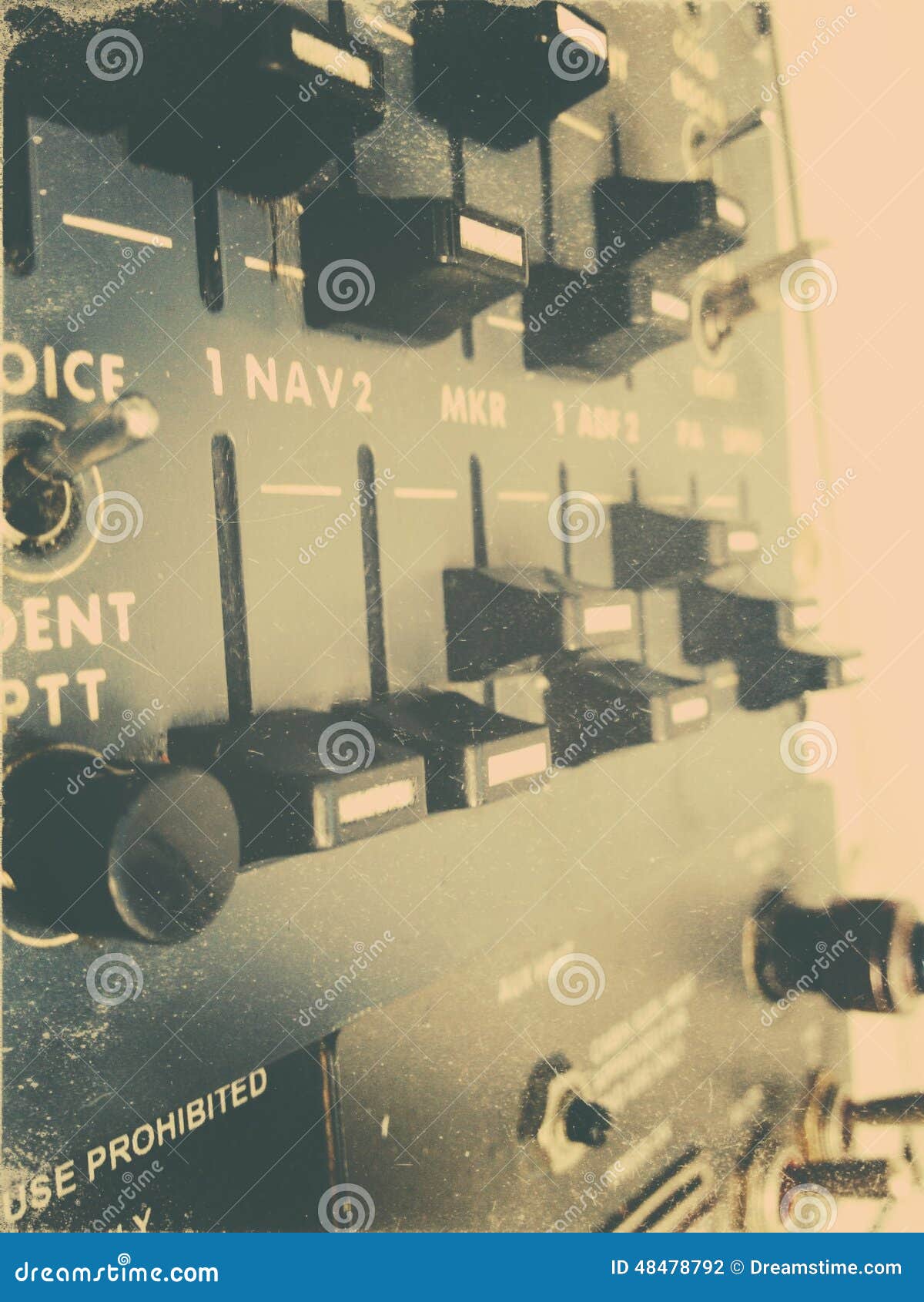 Aircraft Radio Panel stock photo. Image of knobs, cluster - 48478792