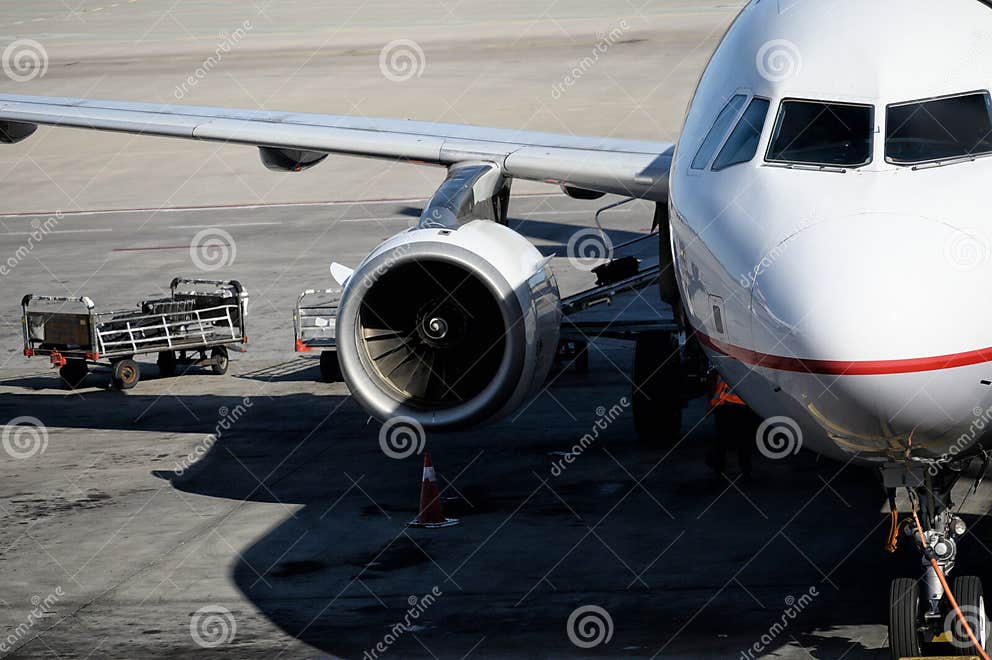 Airplane Ready for Loading People and Baggage Stock Photo - Image of ...