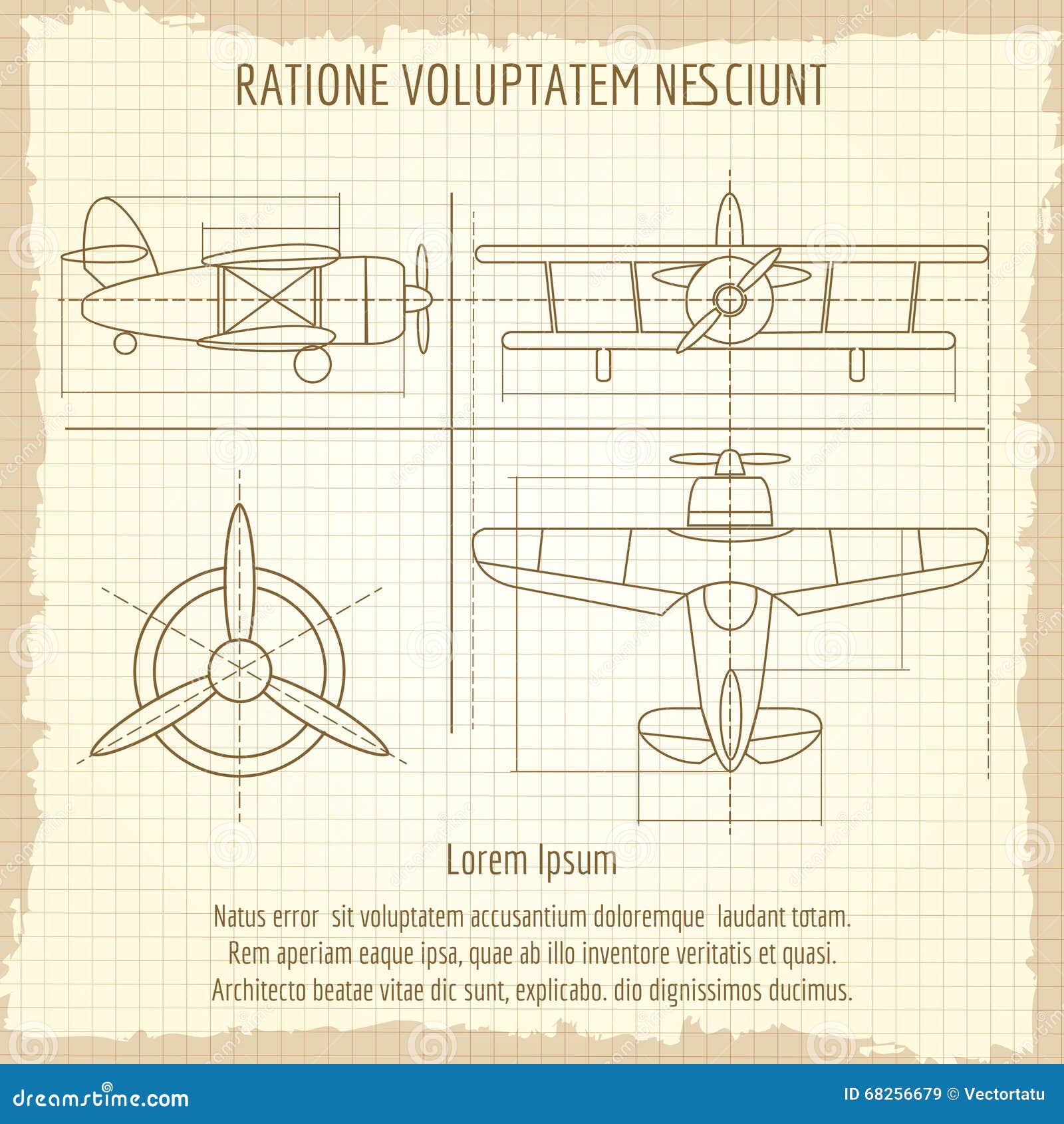Aircraft Retro Blueprint Drawing Stock Vector - Illustration of ...