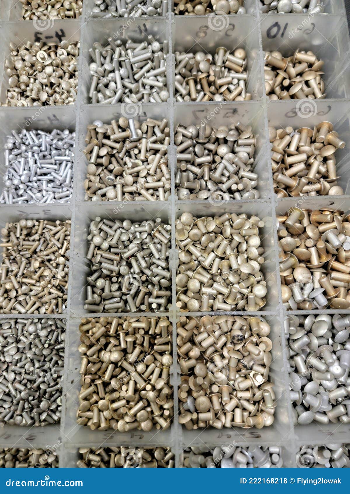 Aircraft Rivets in Plastic Tray Stock Photo - Image of brown, textile ...