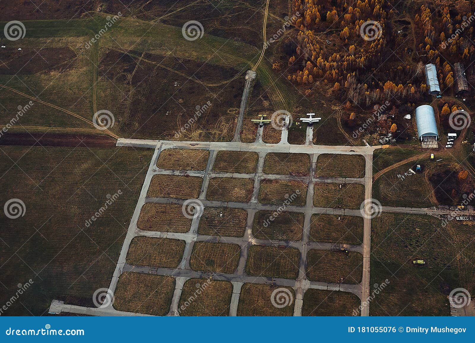 Aircraft Runway, Fields and Suburbs, Top View Stock Photo - Image of ...
