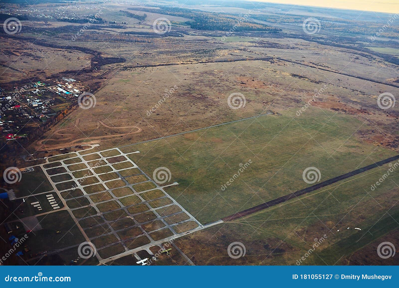 Aircraft Runway, Fields and Suburbs, Top View Stock Image - Image of ...
