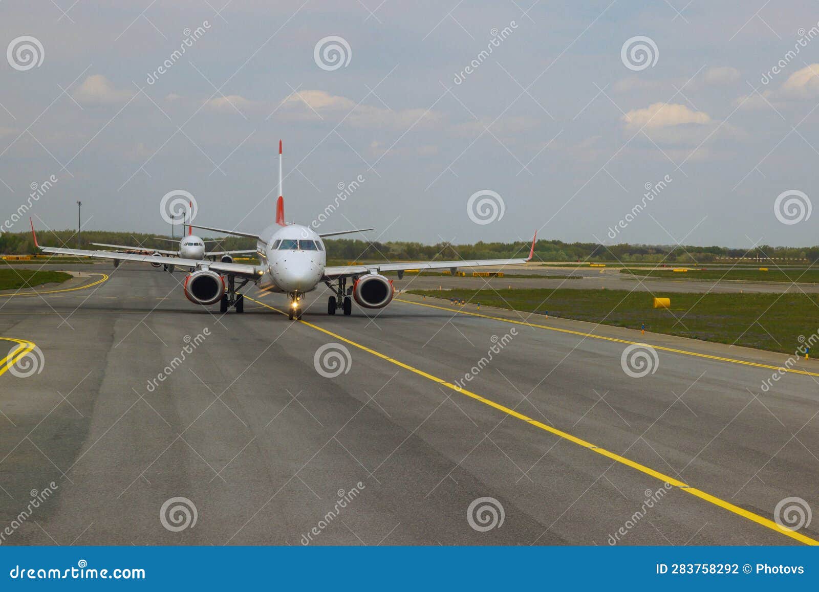 Aircraft on the Runway is Going through it Can Take Off. Stock Photo ...