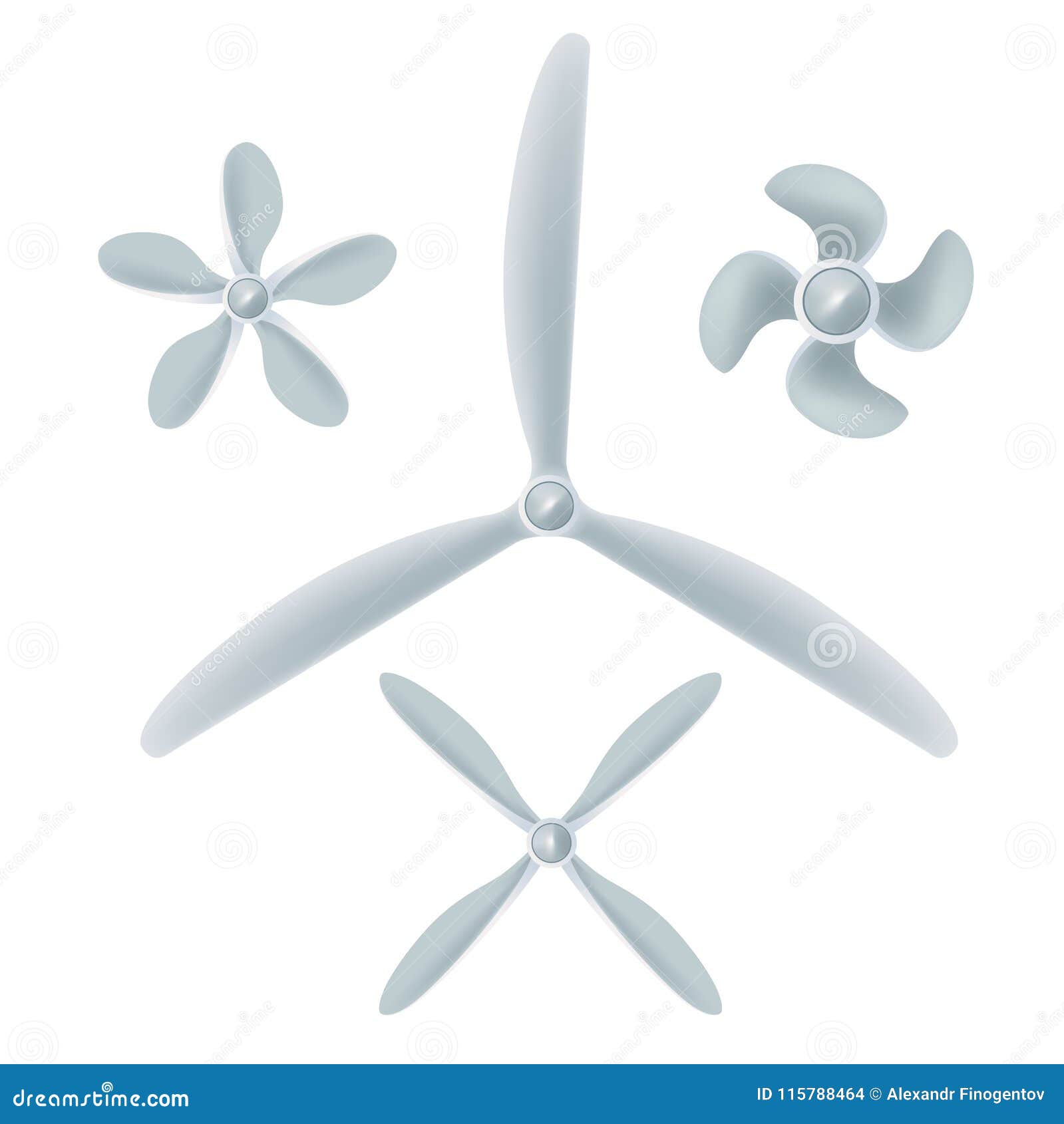Aircraft Set. Airplane Propellers on White Background. Vector ...