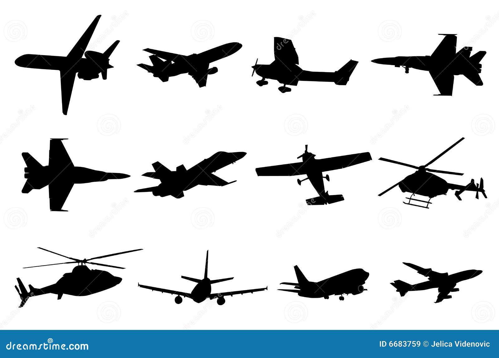 Boeing 707 Silhouettes Cartoon Vector | CartoonDealer.com #8951915