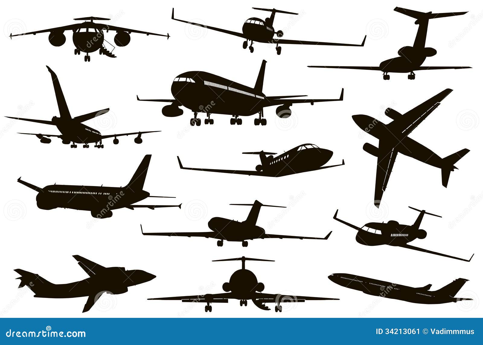 Aircraft Silhouettes Set Stock Illustrations – 576 Aircraft Silhouettes ...