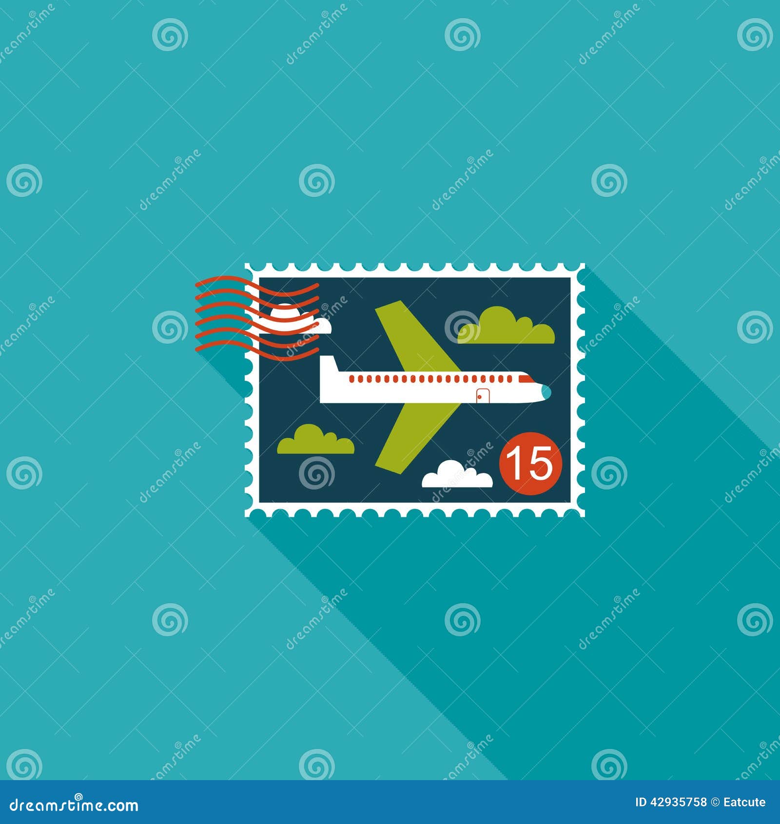 Aircraft Stamp Flat Icon With Long Shadow Vector Illustration ...