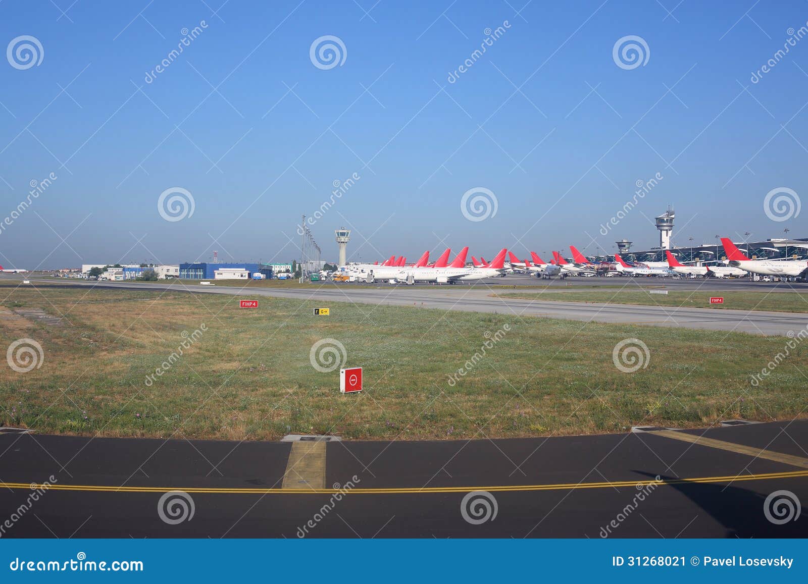 Aircraft Stands at the Airport Stock Image - Image of airplane, sunset ...