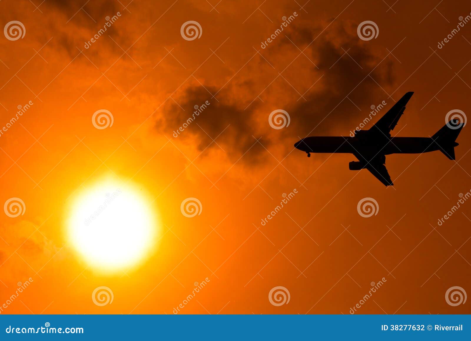 Aircraft in the sunset stock photo. Image of flight, transport - 38277632