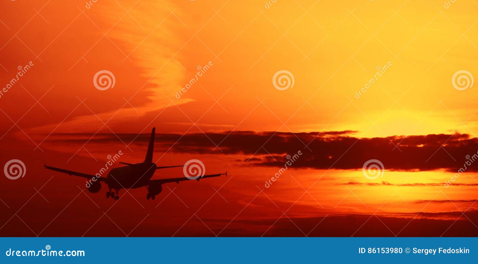Aircraft on sunset sky stock photo. Image of motion, aviation - 86153980