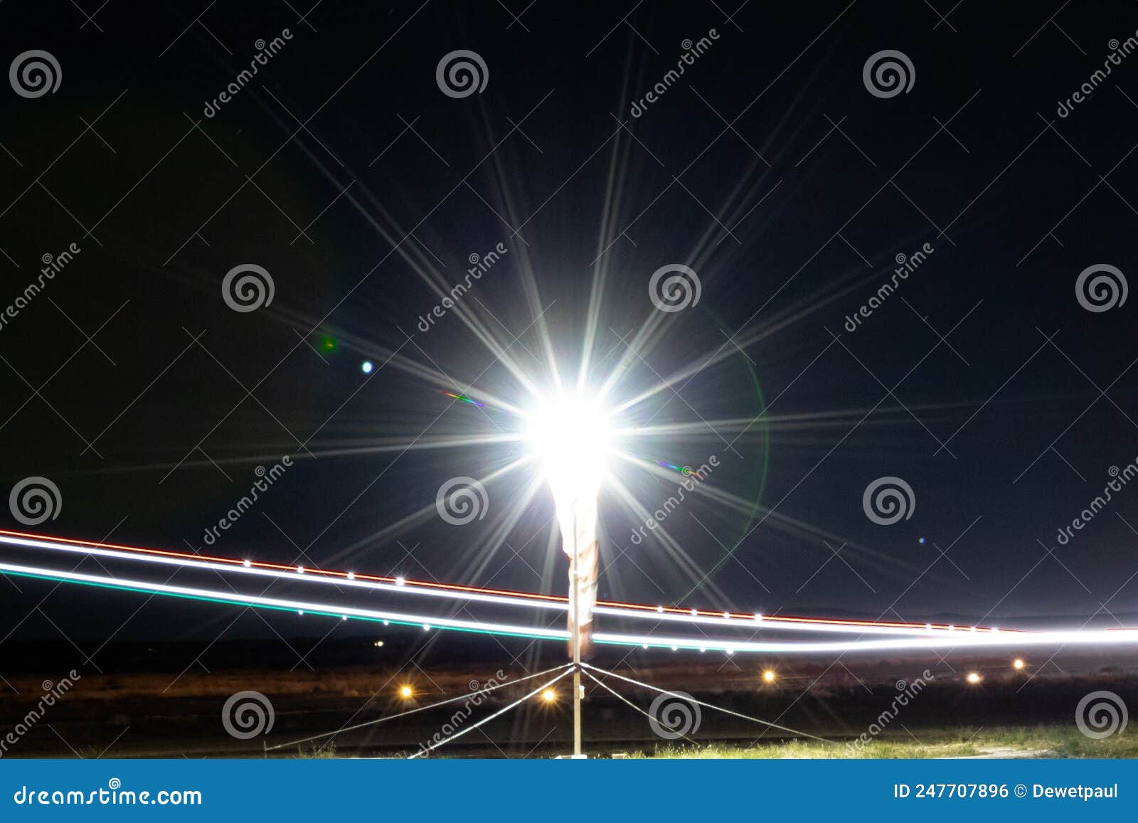 Aircraft Taking Off with Starry Light on Windsock Stock Photo - Image ...