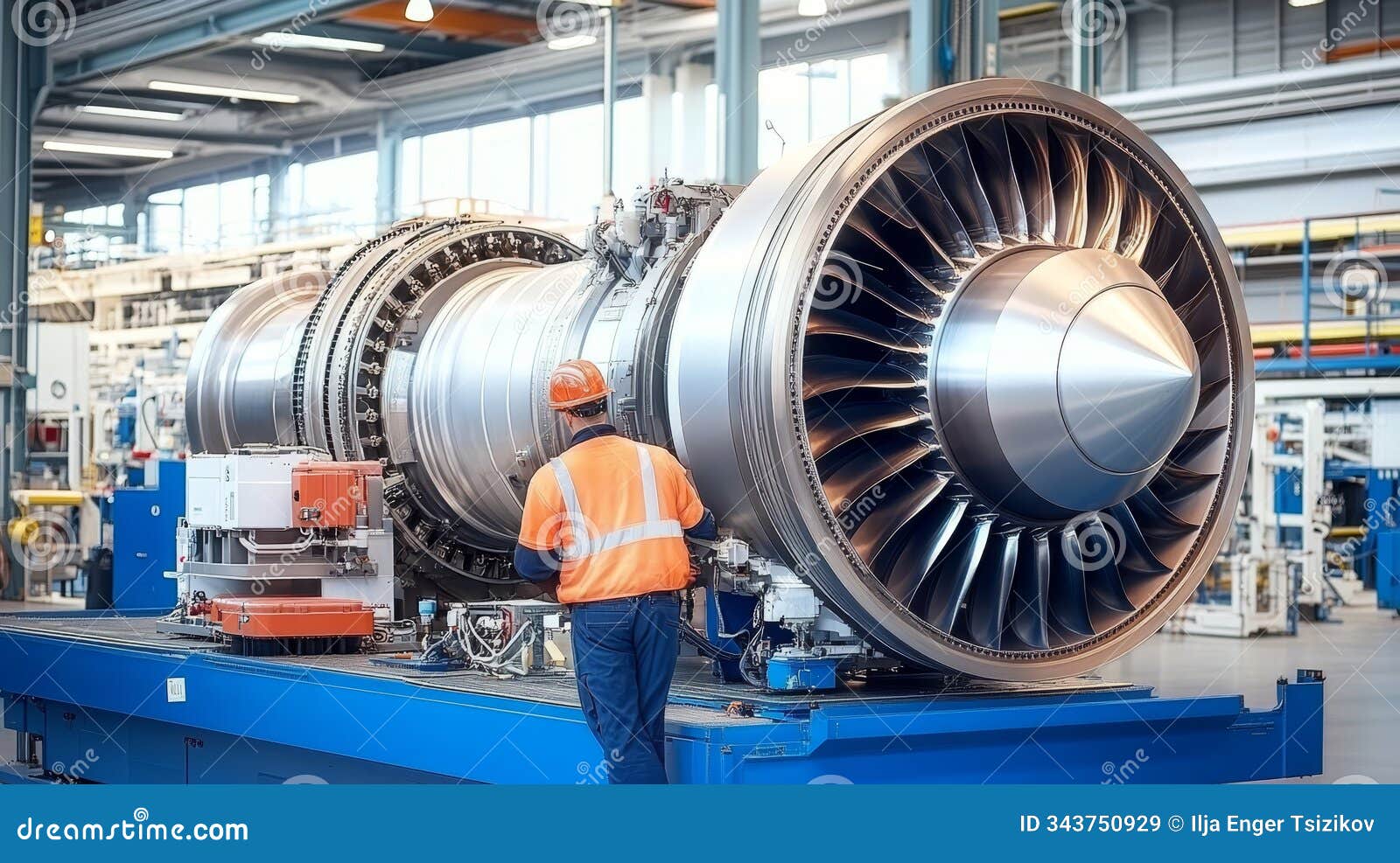 Turbofan Jet Engine Isolated On Light Blue Background Stock Photo ...